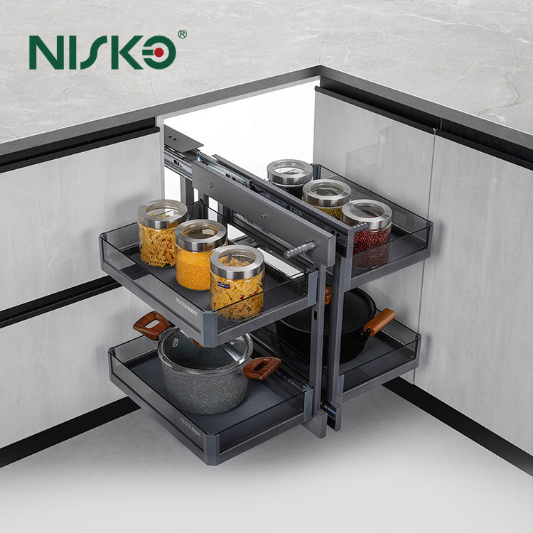 Clever Corner Kitchen Cabinet Storage – Magic Corner Double Pull-Out Organizer for Blind Corner ...