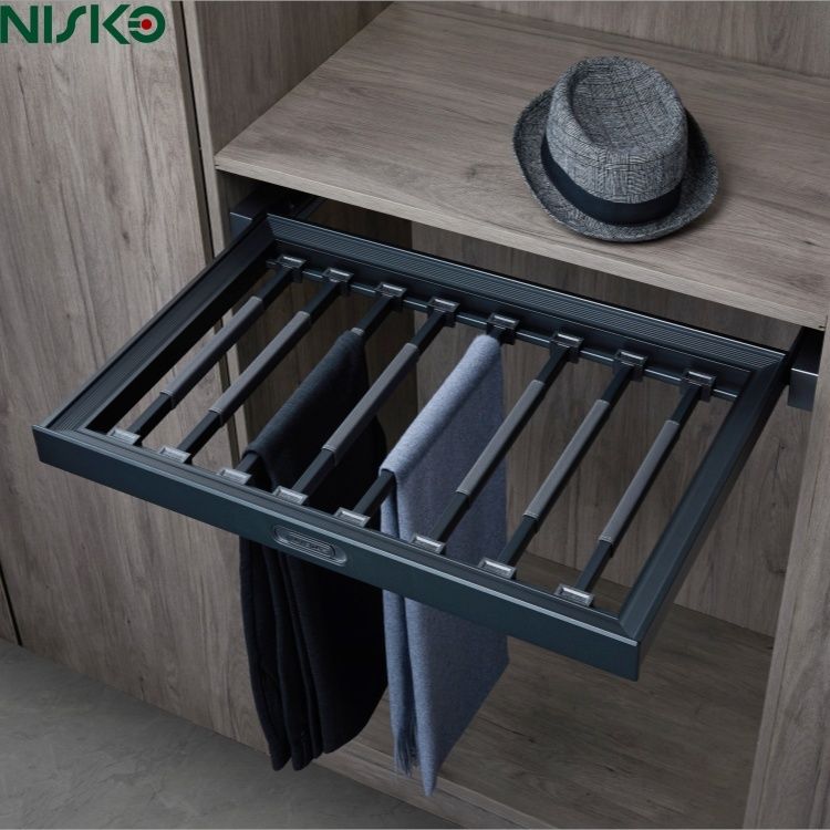 Pull-Out Sliding Trousers Rack Wardrobe Corner Pants Rack Jeans Closet ...