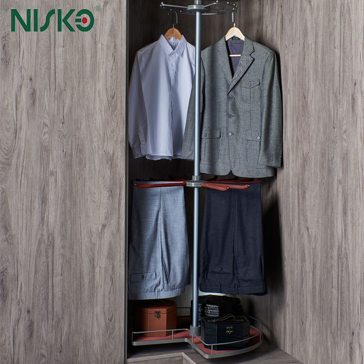 3 Layer Rotating Clothes Racks 360 Degree Pants Rack Wardrobe Corner ...