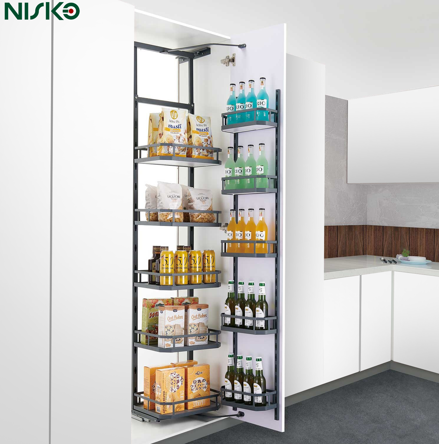 Kitchen Pull Out Basket Pantry Tall Unit Soft Close Pantry Storage ...