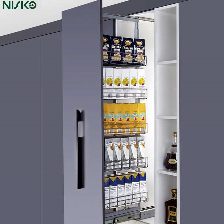 5-Tiers Sliding Tall Pantry Unit Kitchen Cabinet Baskets Drawer Kitchen ...