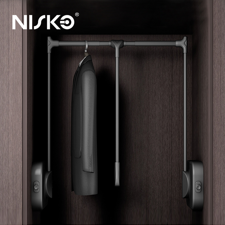 Pull Down Clothes Rack Wardrobe Closet Rod Lift Rail Garment Organizer