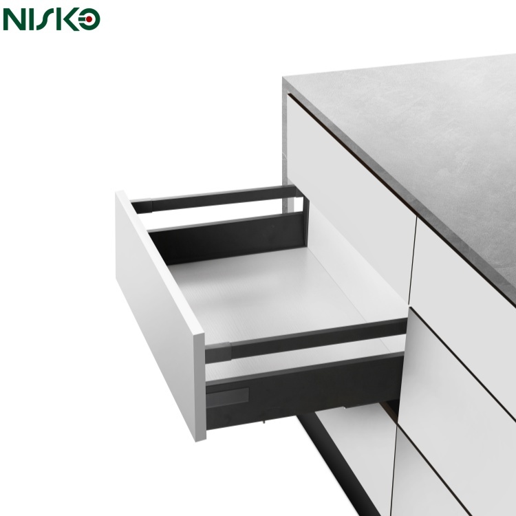 Slide Cabinet Soft Closing Slim Tandem Box Drawer With Single Square Rod